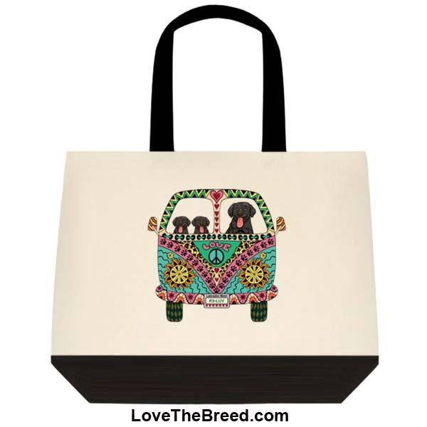 Black Labrador Love Bus Extra Large Tote - LoveTheBreed.com