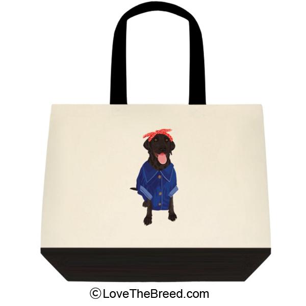 Black Labrador Rosie the Riveter DOG Extra Large Tote - LoveTheBreed.com