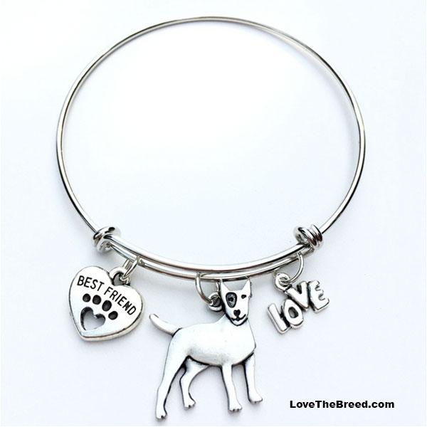 Bull Terrier Best Friend Love Charm Bracelet - LoveTheBreed.com